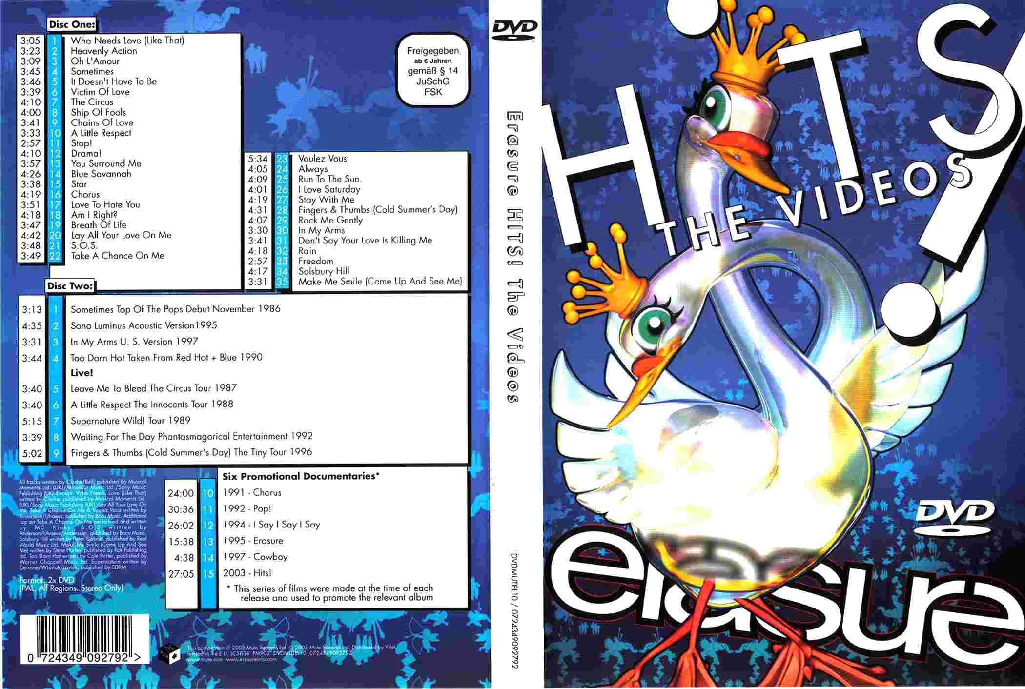 Erasure Hits! The Videos : Front | DVD Covers | Cover Century | Over 1. ...